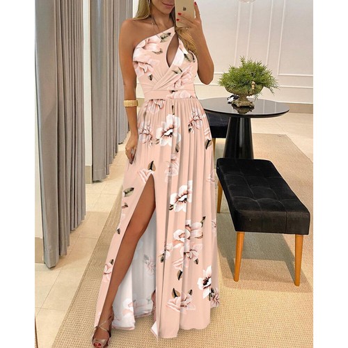 Stylish New Women Sloping Shoulder Open Front Side Slit Evening Party ...