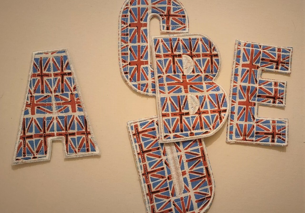 UNION JACK FABRIC LETTERS, EMBROIDERY, SEW ON / IRON ON PATCHES ...
