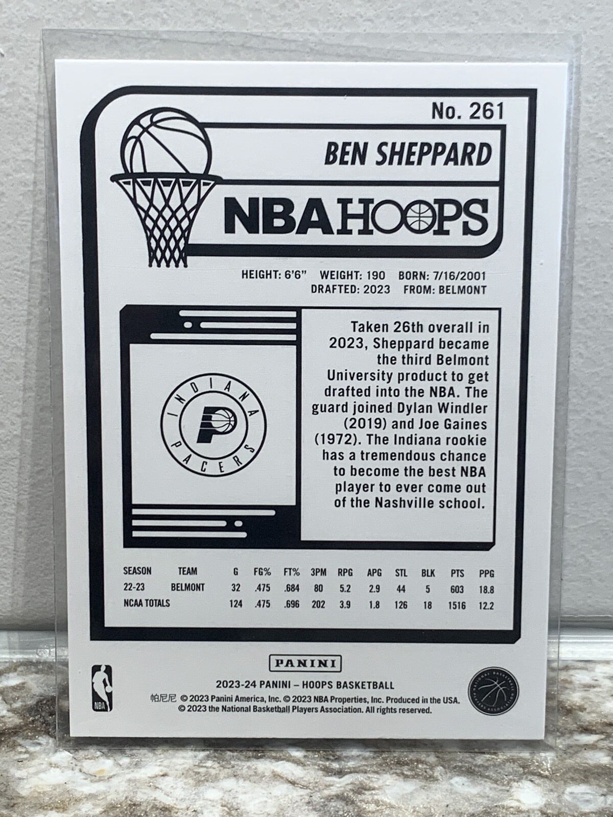 2023 NBA Hoops Ben Sheppard RC No. 261 Indiana Pacers | eBay
