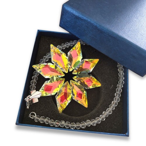 Suncatcher 80MM AB Christmas Glass Decoration Faceted Maple Crystal Car ...