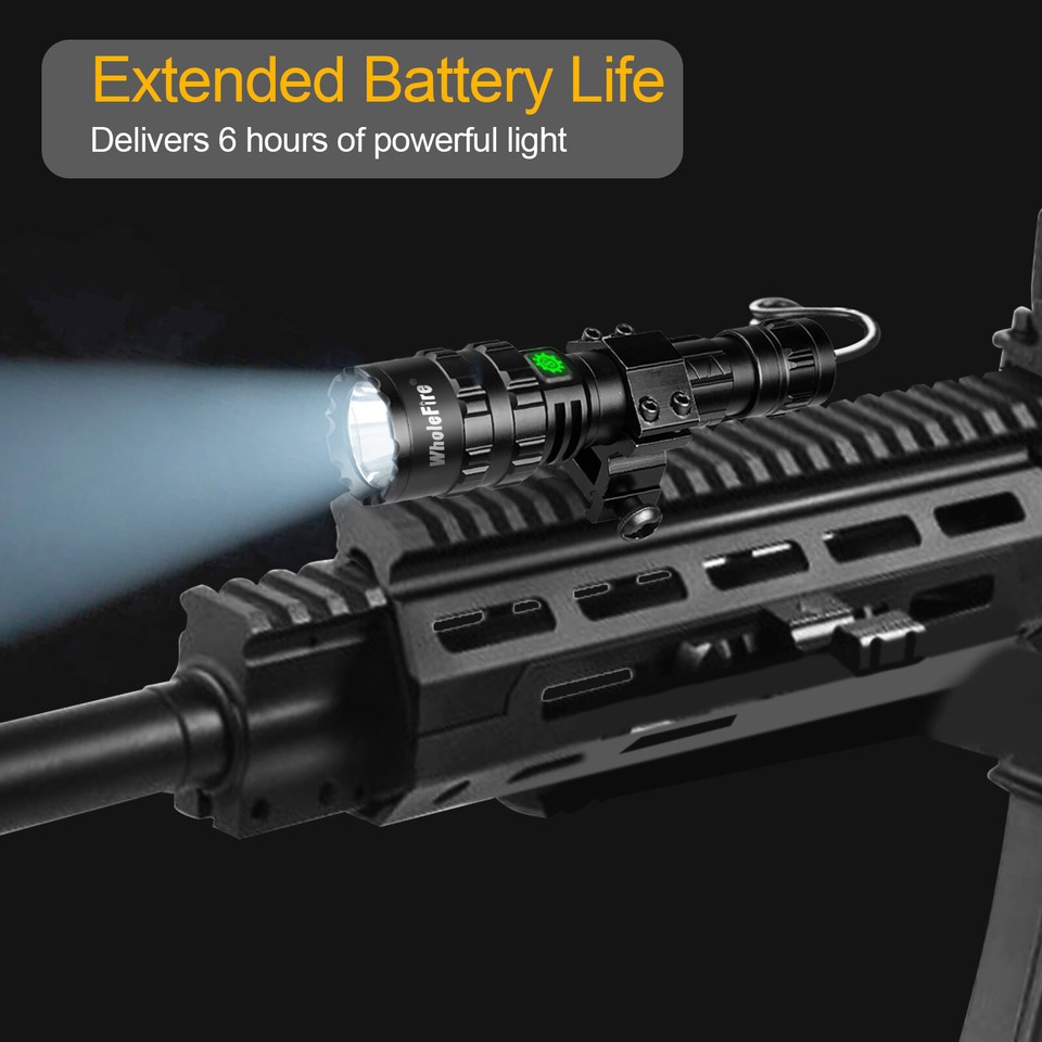 500000 Lumens Rechargeable LED Flashlight Tactical Gun Mounted Light ...