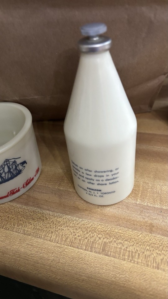 VINTAGE EARLY AMERICAN OLD SPICE SHAVING MUG CUP GLASS SHULTON COLOGNE ...