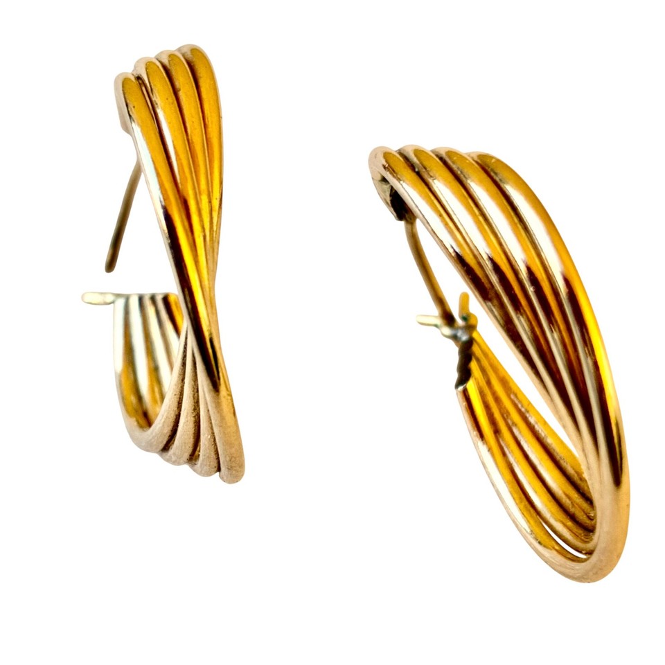 Gold Leverback Earrings EP 14K Hoop Pretty Contour Shape | eBay