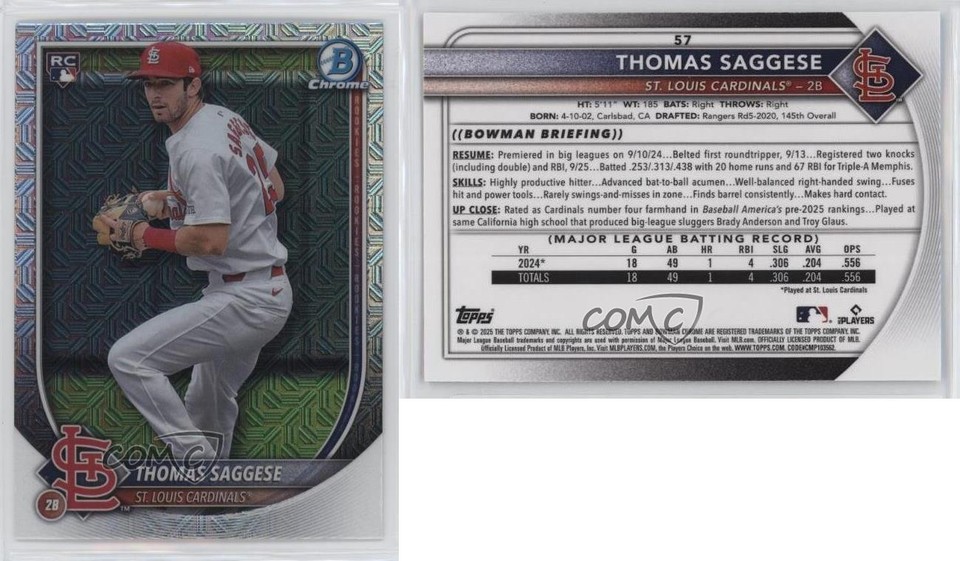 2025 Bowman Mega Box Chrome Mojo Refractor Thomas Saggese #57 19c6 | eBay