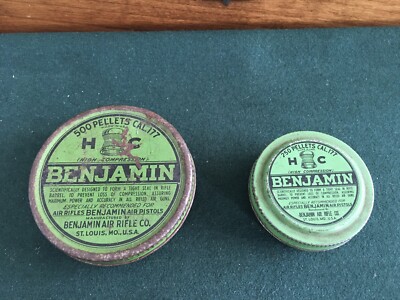 (2) Vintage HC Benjamin Pellet Empty Tins Cal 177 (1) 500 Tin & (1) 250 ...