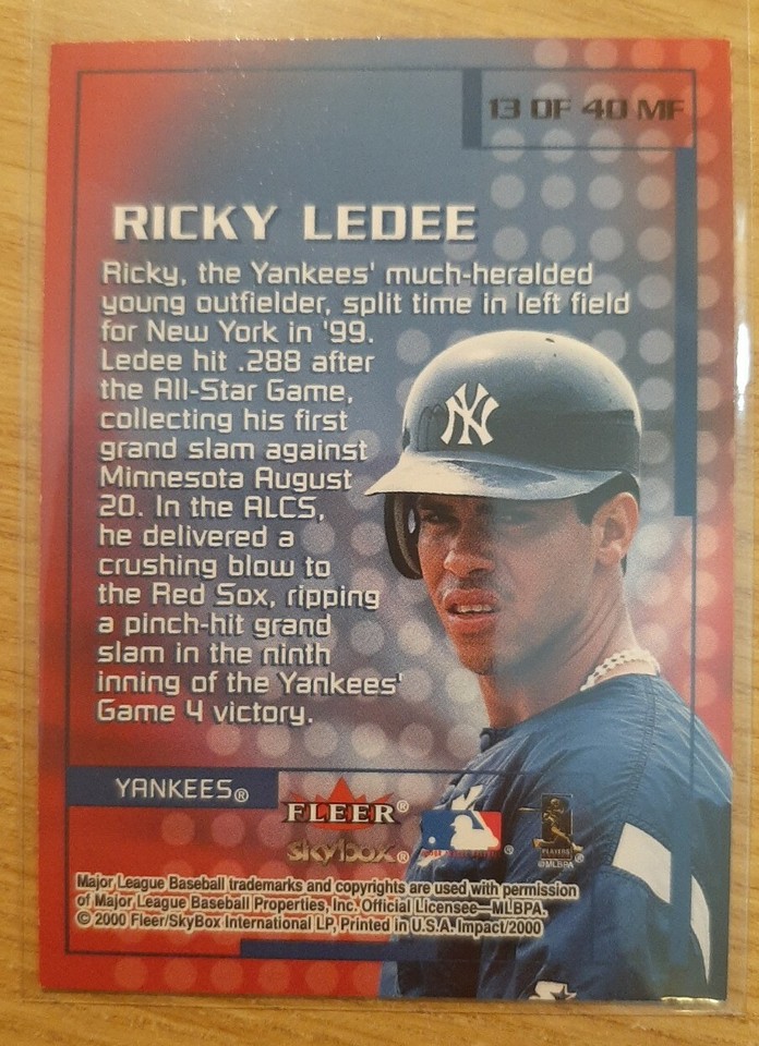 2000 IMPACT MIGHTY FINE IN '99 RICKY LEDEE #13 NEW YORK YANKEES | eBay