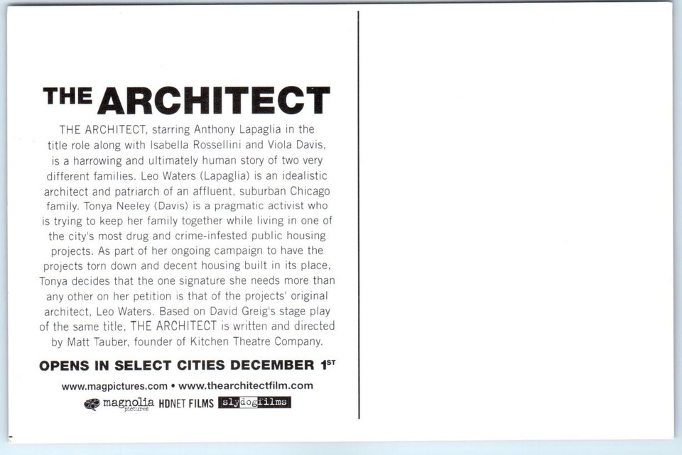 Postcard - The Architect - Movie Poster | eBay