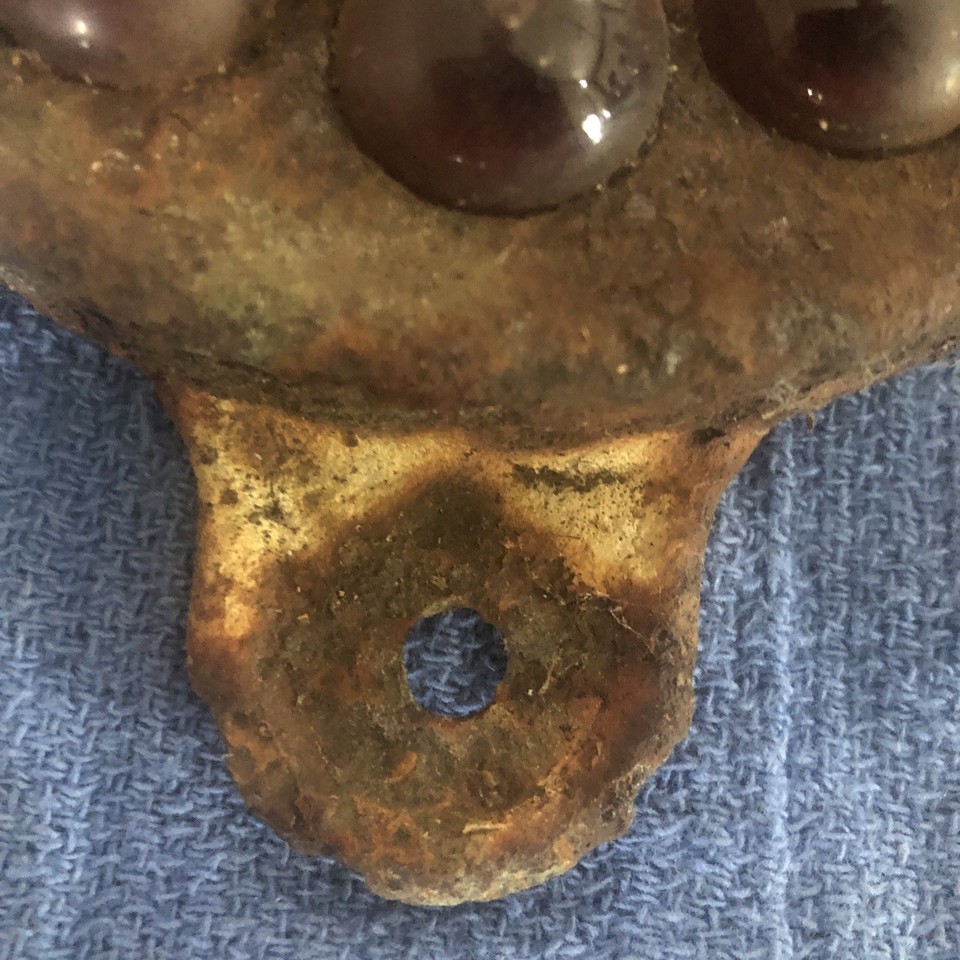 Used Collectible Vintage Rusty/ Patina Metal Reflector With Red ...