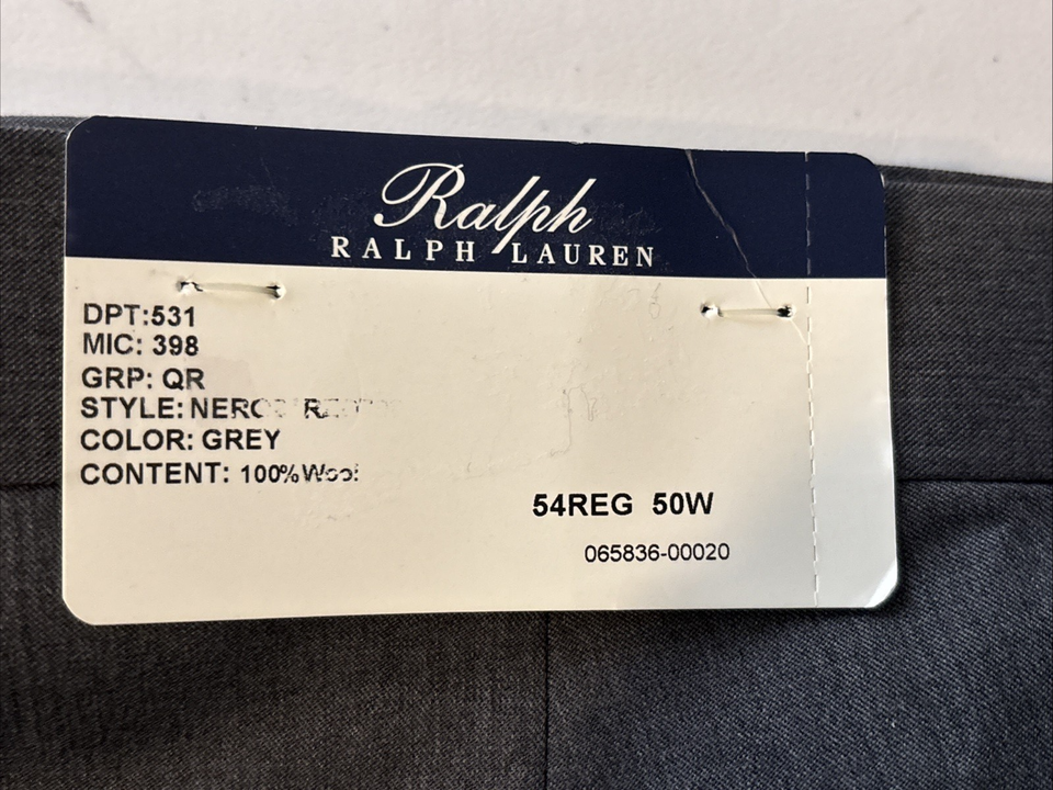 Ralph Lauren Wool Med Grey Trousers Pants Men’s 50" Waist Unfinished ...
