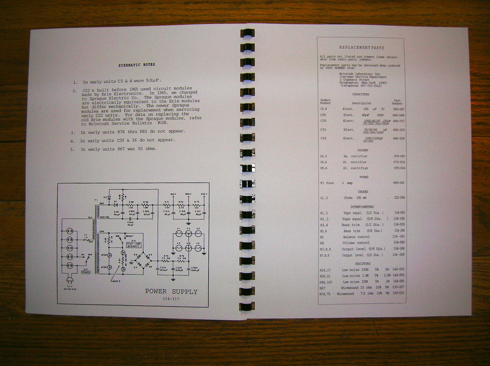 McIntosh C22 1960's Tube PreAmplifier OWNER'S MANUAL + C22 SERVICE ...