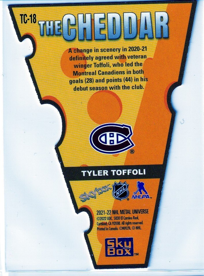 2021-22 Upper Deck Skybox Metal Universe THE CHEDDAR Tyler Toffoli | eBay