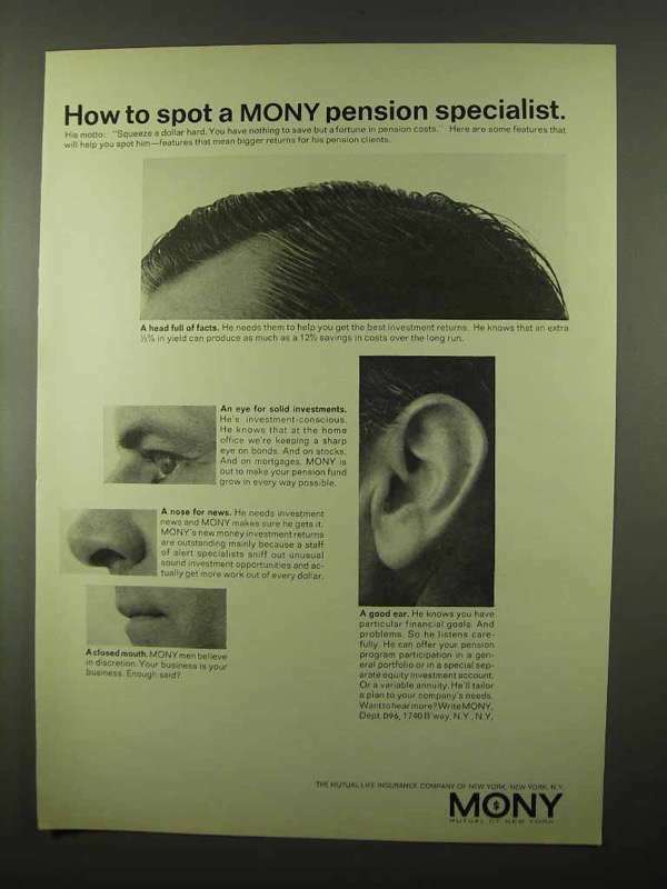 1966 MONY Mutual of New York Ad - Pension Specialist | eBay
