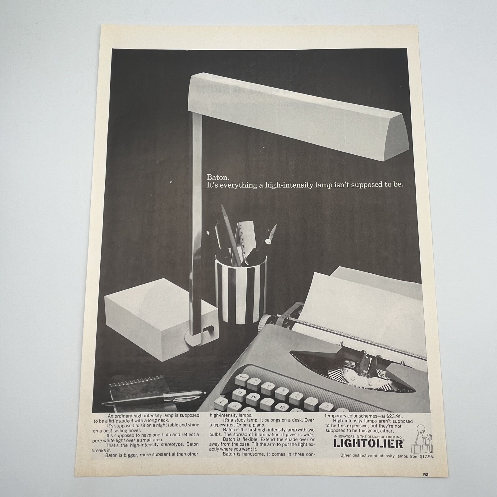 Lightolier Baton High Intensity Lamp 1966 Vintage Print Ad 10"x13.5 ...