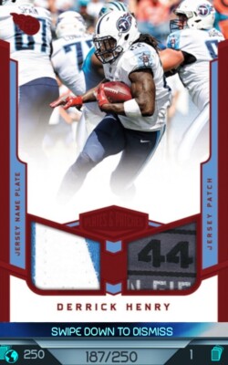 2017 Plates & Patches Derrick Henry #187/250 Dual Patch NFL Blitz ...