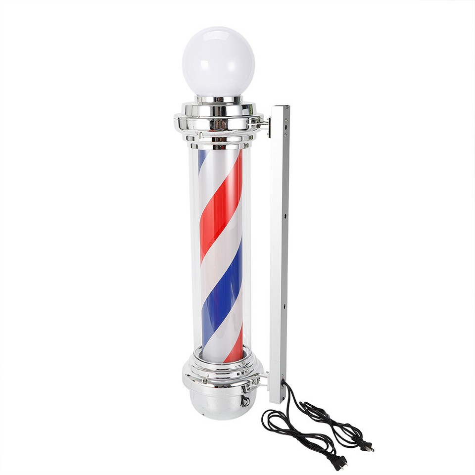 Barber Shop Pole Rotating Light Hair Salon Red/Blue/ White LED Stripes ...