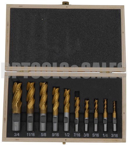 10pc Tin M2 HSS Titanium Coated End Mill Set 4 Flutes Cutting Tools End ...