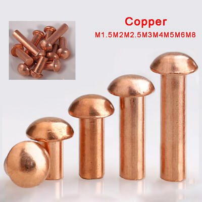 Solid Copper Round Head Rivets M1.5 M2 M2.5 M3 M4 M5 M6 M8 Copper Rivet ...