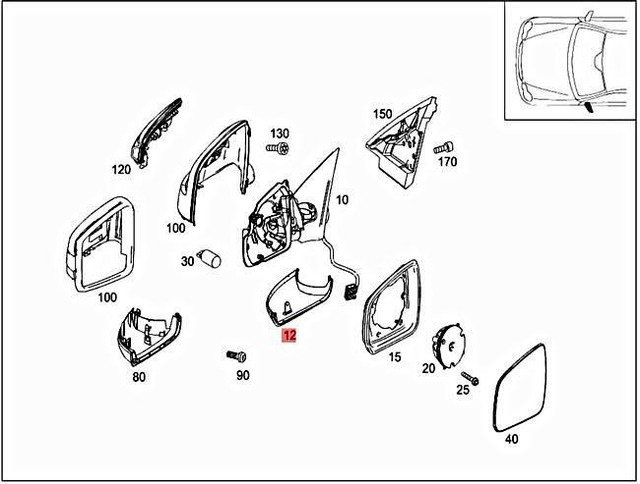 Genuine Mercedes-Benz Left Outside Lower Mirror Cover 2048110507 for ...