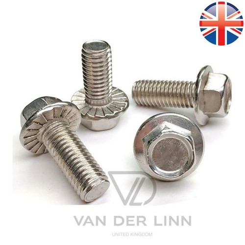 Van Der Linn A2 FLANGED HEXAGON HEAD STAINLESS STEEL BOLTS SCREWS M5 M6 ...