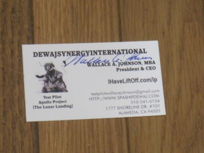 Apollo Test Pilot WALLACE JOHNSON Signed Business Card NASA AUTOGRAPH ...