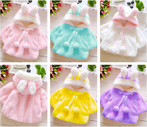 Kids Baby Girls Warm Cape outerwear Hooded Coral Velvet coat Newborn ...
