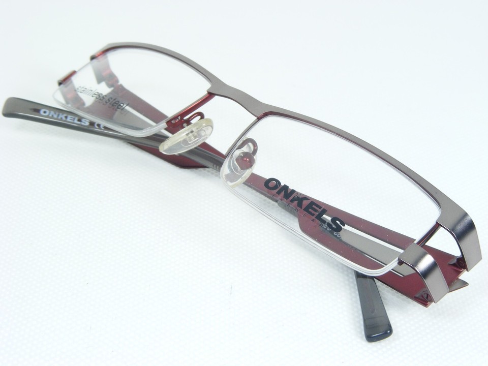 NEW ONKELS ONK1328 2 SILVER GREY /BURGUNDY EYEGLASSES GLASSES FRAME 52 ...