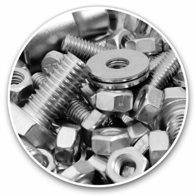 2 x Vinyl Stickers 30cm - Stainless Steel Nuts & Bolts Engineer Cool ...