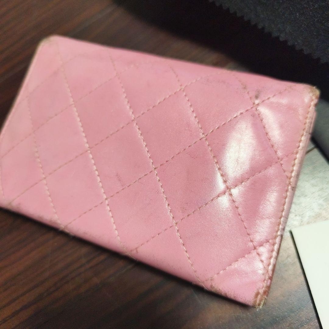 Authentic CHANEL Cambon Line Folding Long wallet Pink Quilting Coco ...