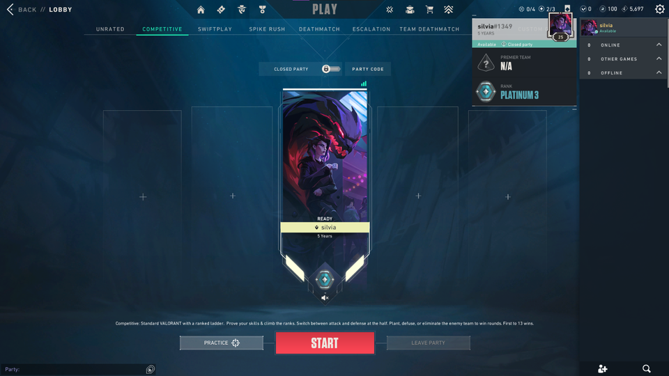 Valorant Ranked Acc | PLATINUM 3 | NA | LVL 20+ | FULL ACCESS | V25 ACT ...