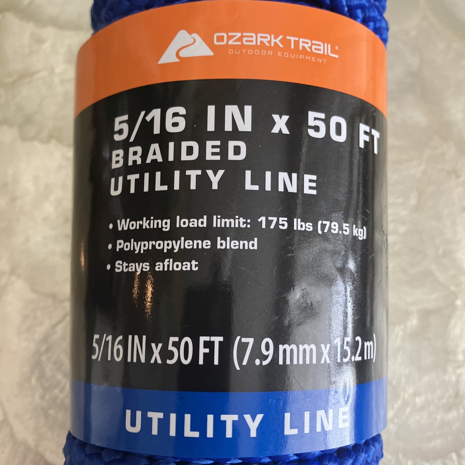 Ozark Trail 5/16" X 50 ft Marine Utility Rope Blue 175 lb working load ...