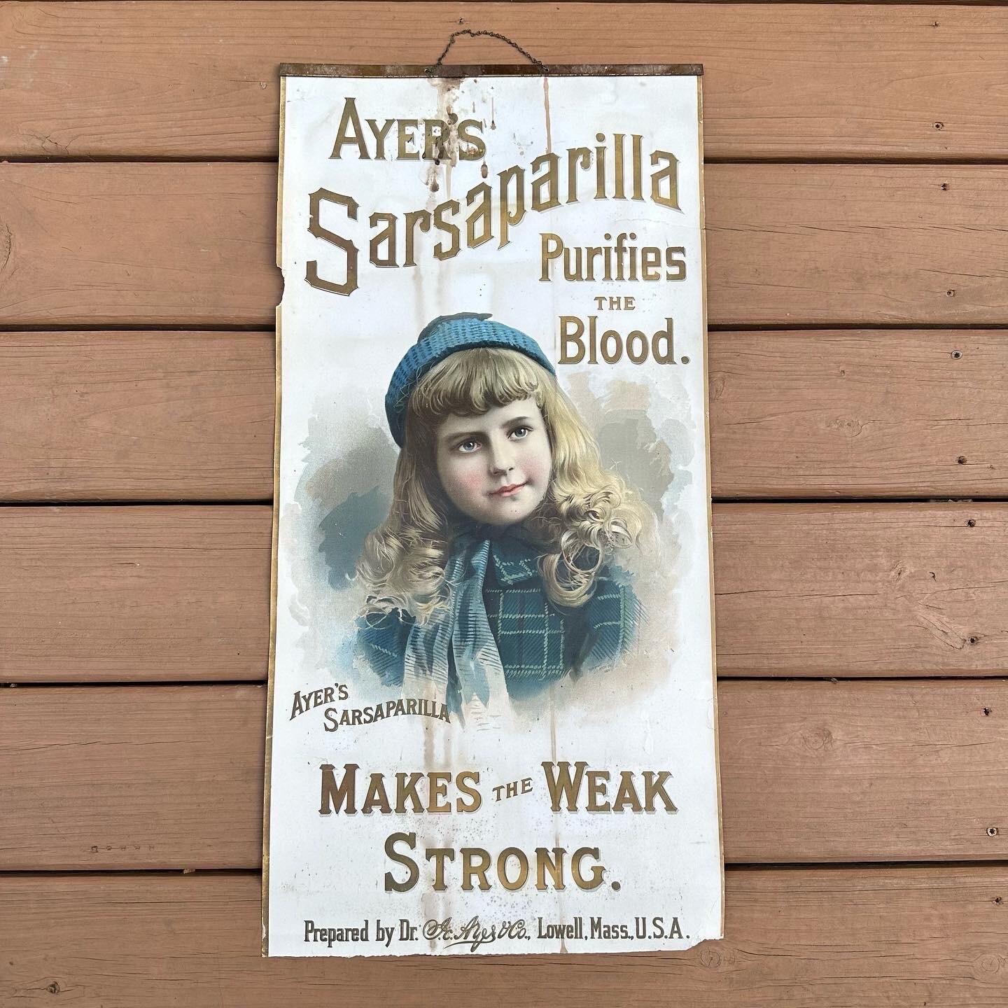 Antique Dr Ayer’s Sarsaparilla Purifies The Blood Paper Vintage Sign ...