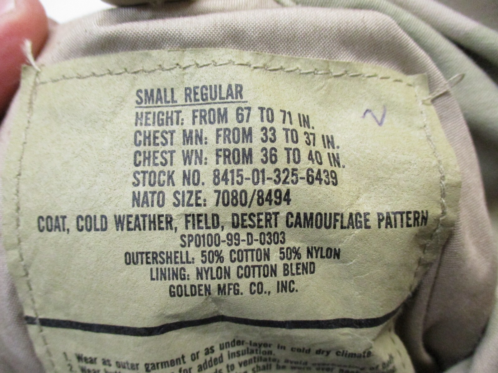 GENUINE USGI ARMY FIELD JACKET DESERT DCU CAMO COAT M-65 COLD WEATHER ...