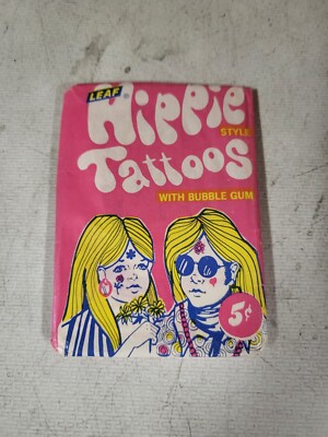 RARE! VINTAGE 1965 HIPPIE TATTOOS WAX PACK LEAF *AS IS, READ!* | eBay