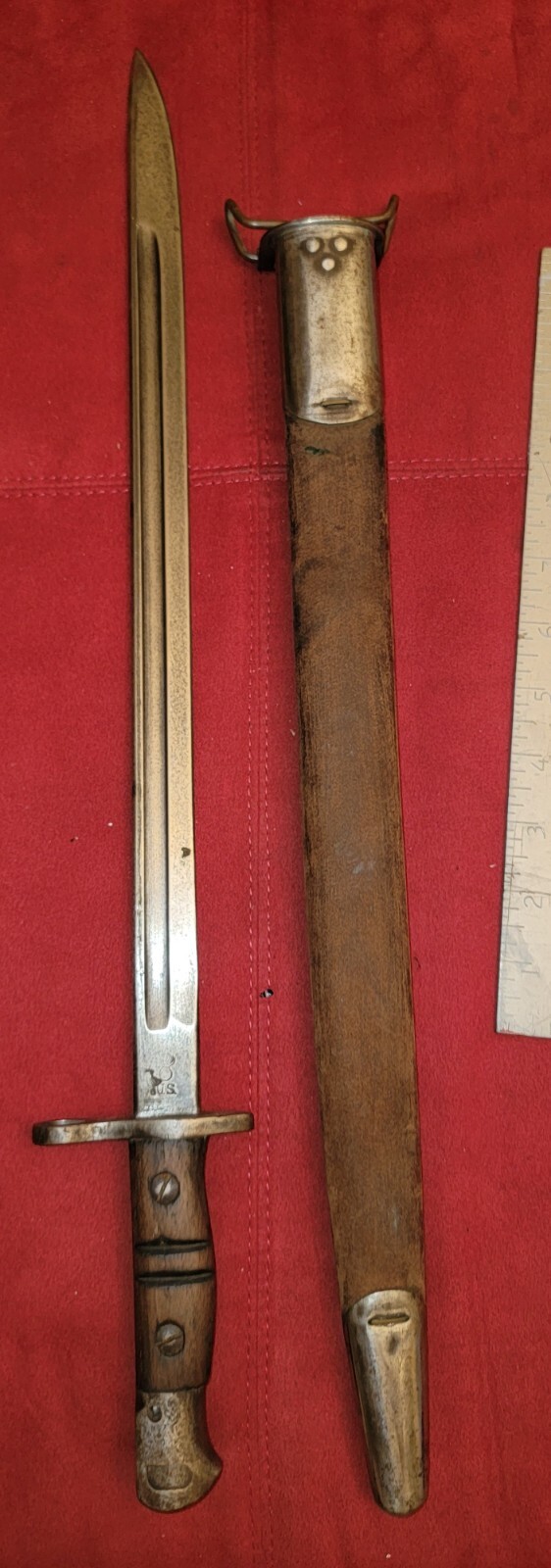 Rare WWI Remington 1917 Bayonet w/ Brown Leather Bnd Scabbard P17 1905 ...