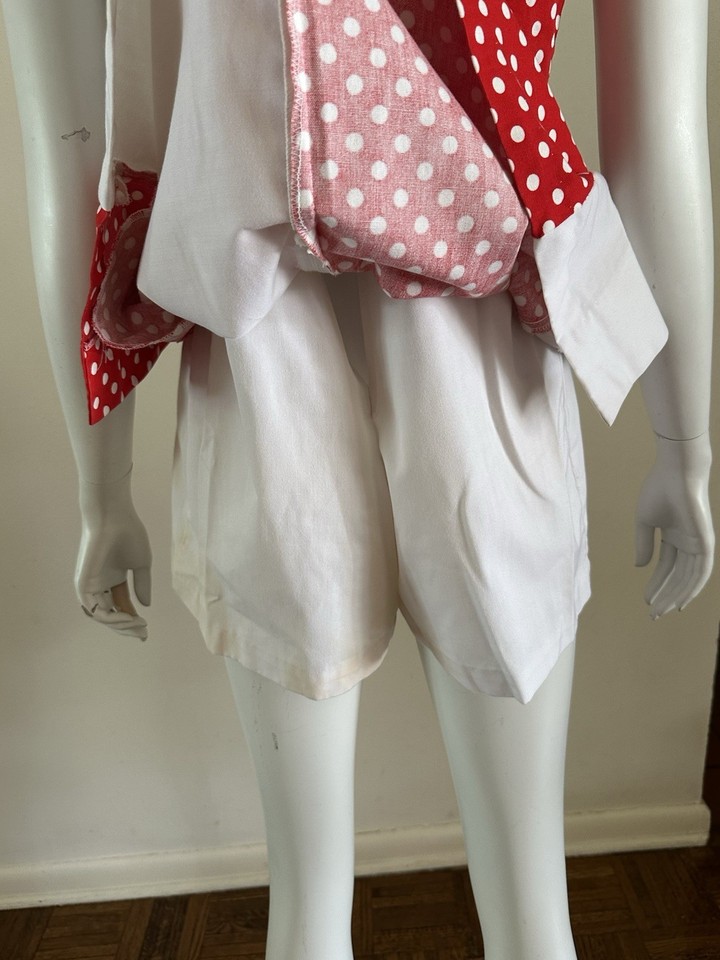1960s Loungees Babydoll Mini Tennis Dress Playsuit Romper Mod Polka Dot ...