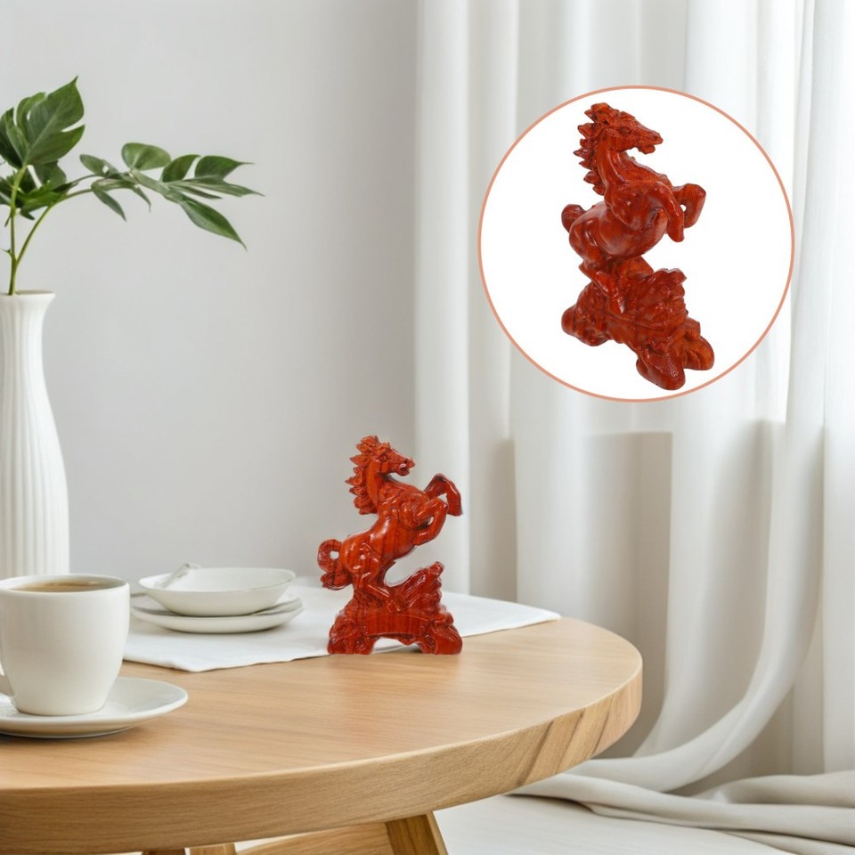 Horse Figurines Statue Decor Decorative Running Statues Carved Standing ...