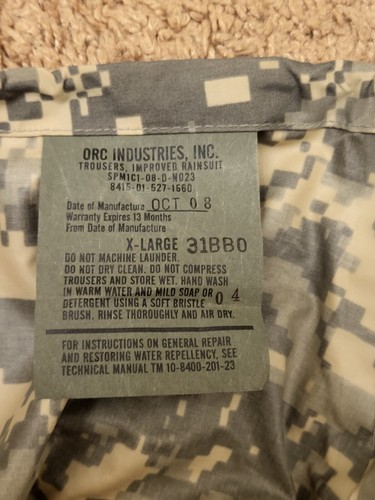 ACU USGI Digital Camo Trousers Rain Suit X-LARGE 8415-01-527-1560 | eBay