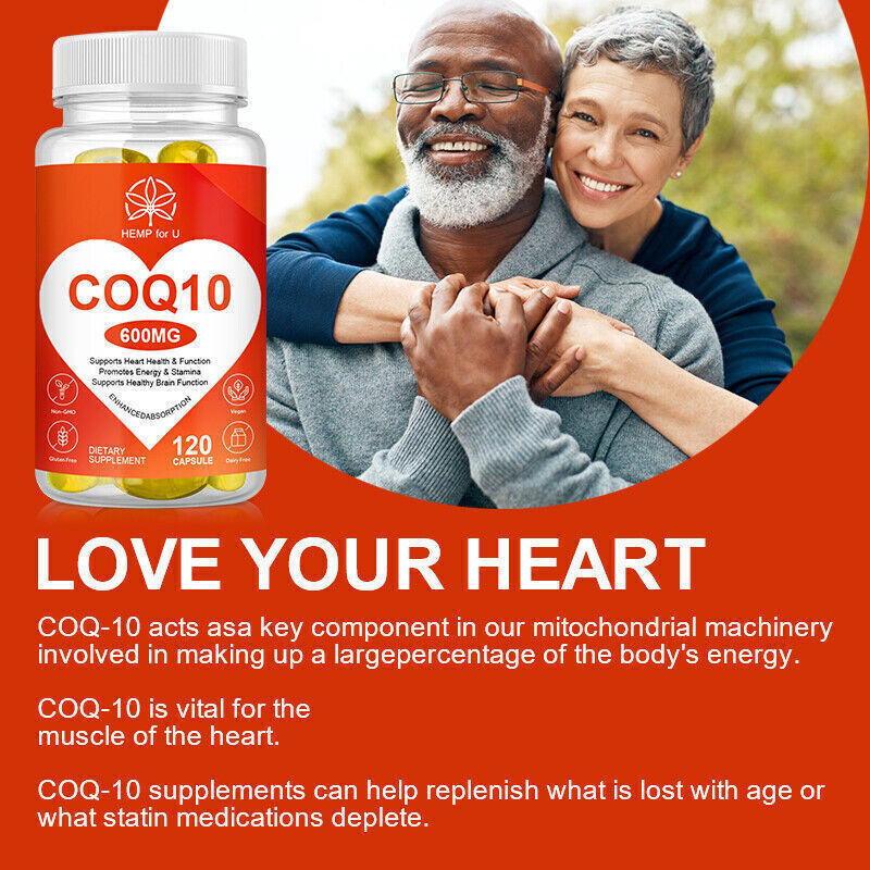 CoQ10 Coenzyme Q10 600mg Capsules Heart Health & Function Energy ...