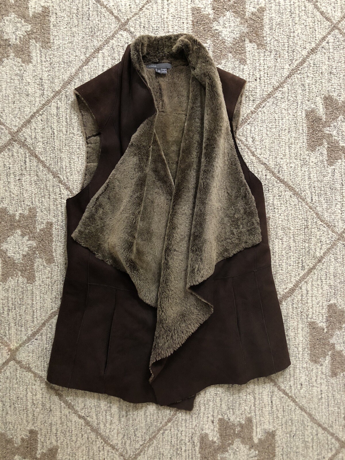 Vince Brown Shearling Sheepskin Lamb Fur Vest XS - Gem