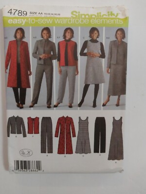 Simplicity 4789 Misses size 10-18 pants vest jacket jumper two lengths ...