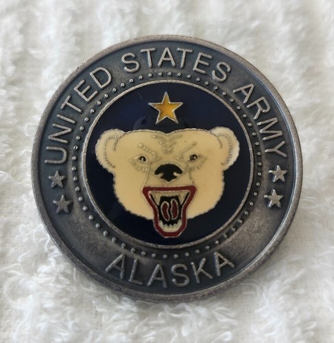 AUTHENTIC US ARMY ALASKA ARCTIC WARRIORS POLAR BEAR CSM RARE CHALLENGE ...