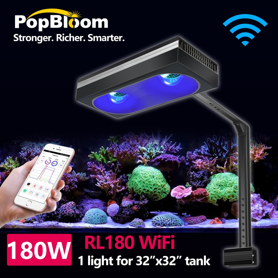 PopBloom RL90 RL180 WiFi LED Reef Aquarium Light for Saltwater Reef Coral Tank | eBay