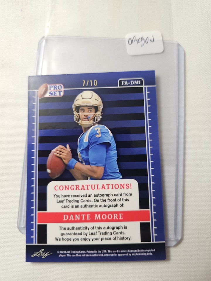 2022 Dante Moore *Oregon Ducks* Pro Set Autograph Card #PA-DM1 SR# 7/10 ...