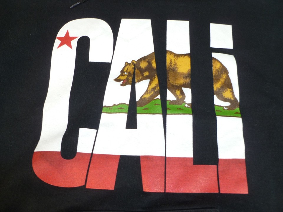 Cali Republic Hoodie Sweatshirt Mens Size M Black California Bear Flag ...