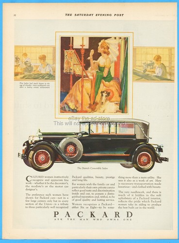 1927 Packard Dietrich Convertible Sedan Ad Antique 1920's Automobile ...