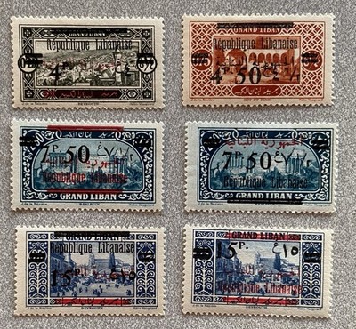 Lebanon Liban 1928 Postage Stamps Scott# 96 - 101 Complete Set MH (E89 ...