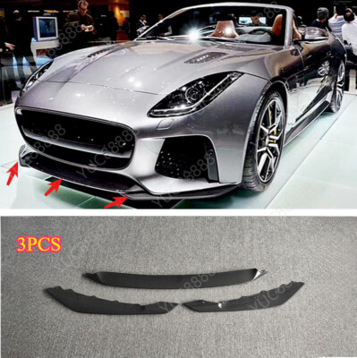 For 2014-2024 Jaguar F-Type Real Carbon Fiber Front Bumper Lip Diffuser ...