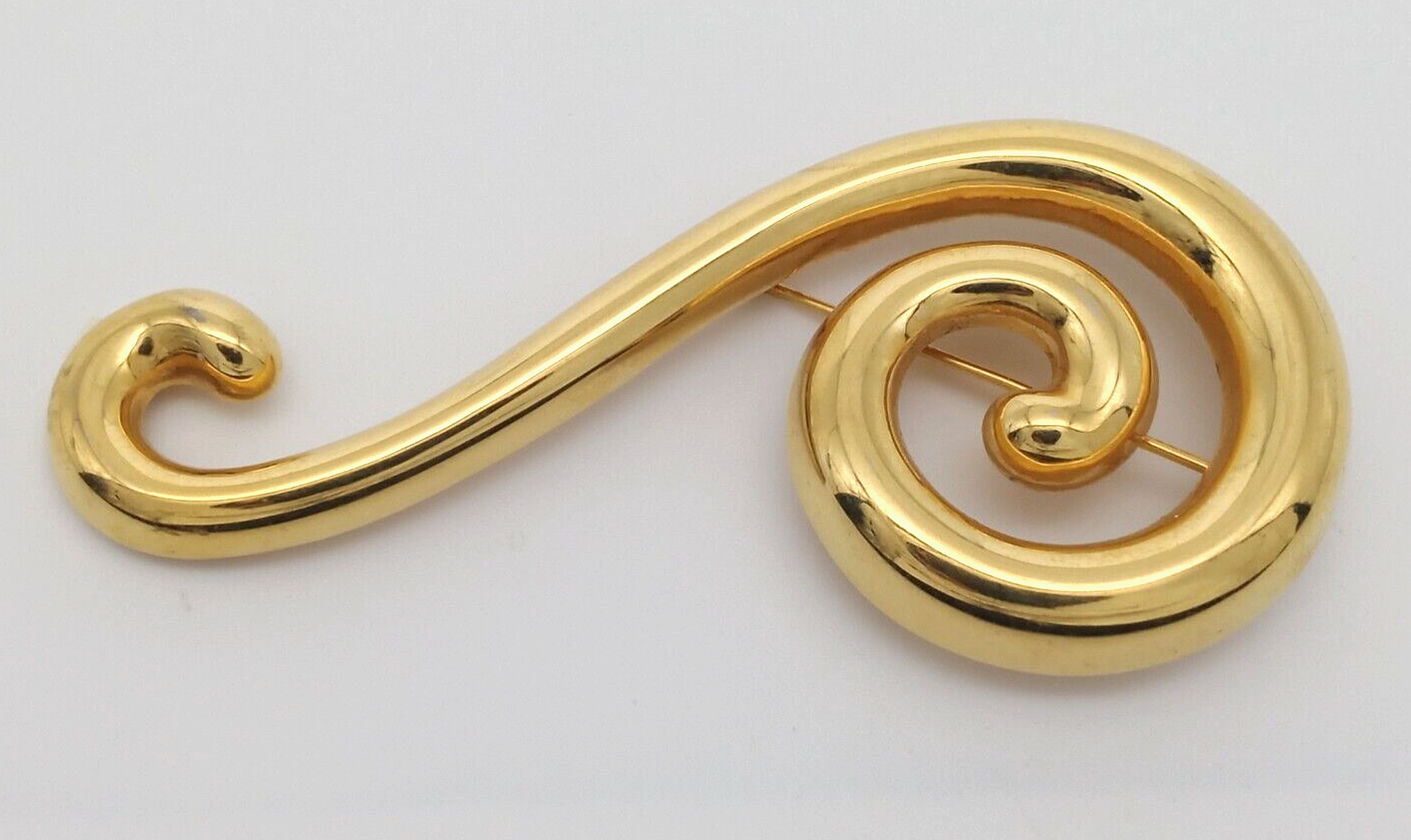 Monet Brooch Pin Swirl Design Abstract Gold Tone Metal Vintage ...