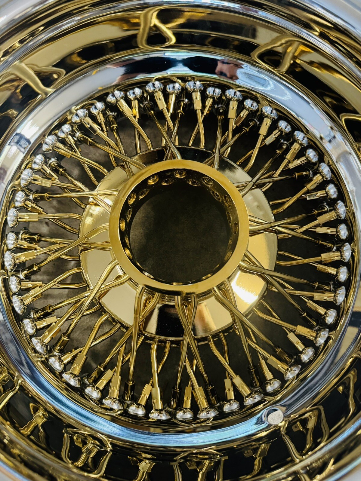 13x7 Gold Center Wire Wheels 72 Spoke 13” Rims Set Of 4 Zenith Style | eBay