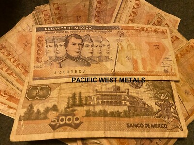 ONE Mexico 5000 Pesos ORANGE Banknote NO Watermark - Chapultepec Niños ...